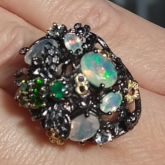 Jewelry | Incredible Genuine Opal Onix Art Ring | Poshmark